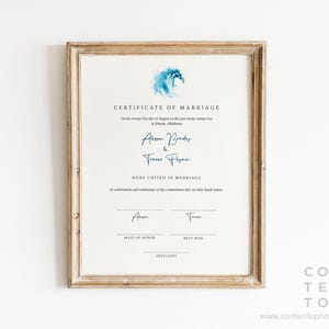 EDITABLE Ocean Marriage Certificate Template, 0012AA - Etsy