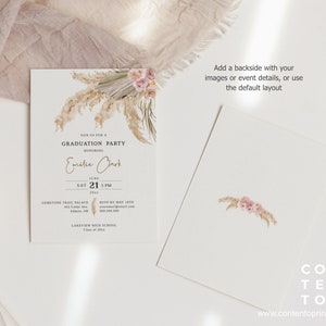EDITABLE Pampas Grass Graduation Party Invitation Template - Etsy