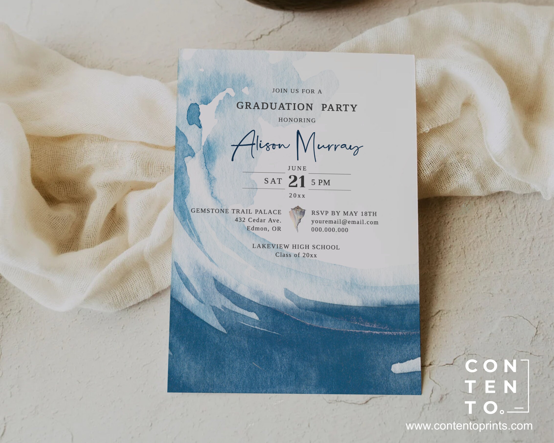 EDITABLE Ocean Graduation Party Invitation Template, 0012AA - Etsy