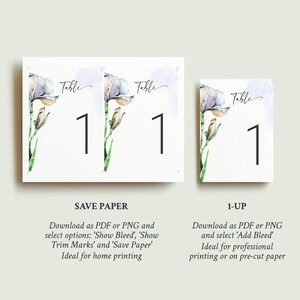 EDITABLE | Iris Flower Table Number Template, 0019AA - Etsy