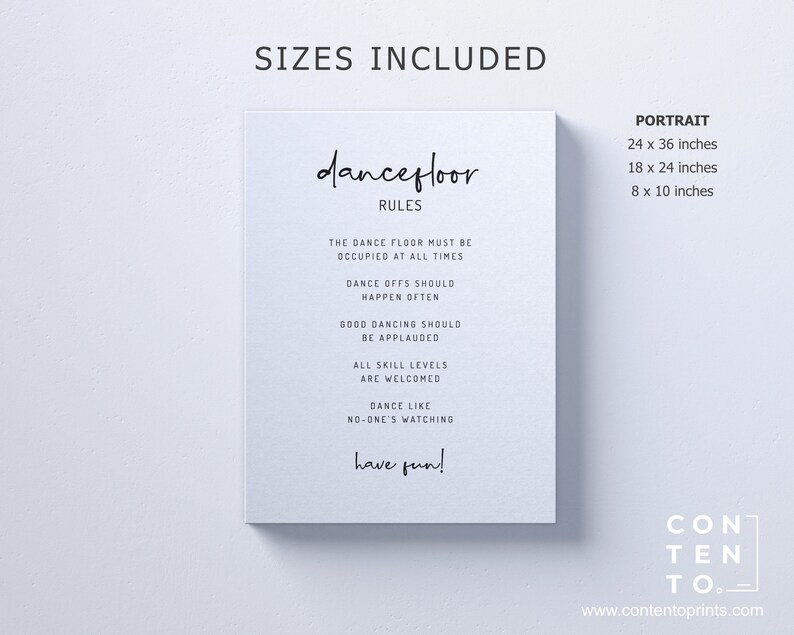 EDITABLE Dancefloor Rules Sign Template Printable Sign - Etsy
