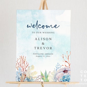 EDITABLE Coral Welcome Sign Template 0035AA - Etsy