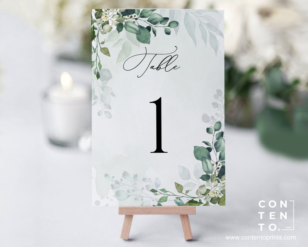 EDITABLE Eucalyptus Table Number Template, 0006AA - Etsy