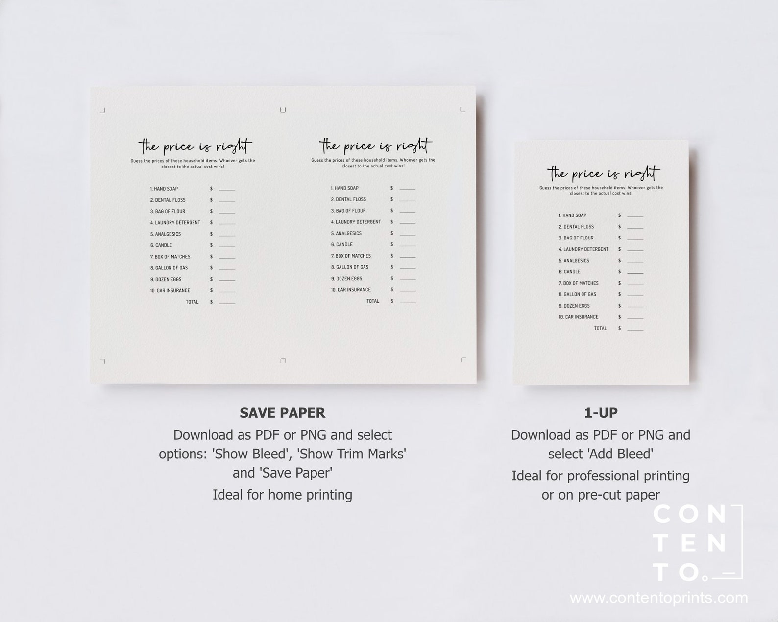 EDITABLE the Price is Right Game Template, Minimalist Bachelorette ...