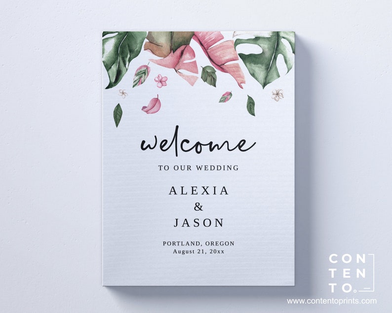 EDITABLE Tropical Welcome Sign Template Large Wedding / - Etsy