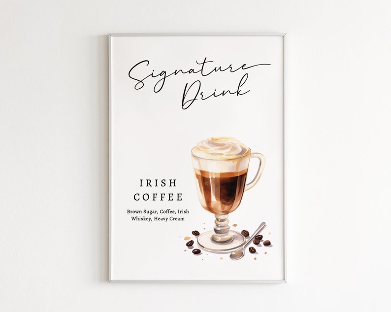 EDITABLE | Irish Coffee Bar Sign Template, 0042AA - Etsy