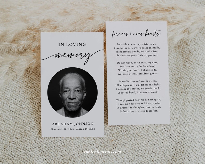 EDITABLE Memorial Prayer Card Template, Minimalist, 0037AA - Etsy