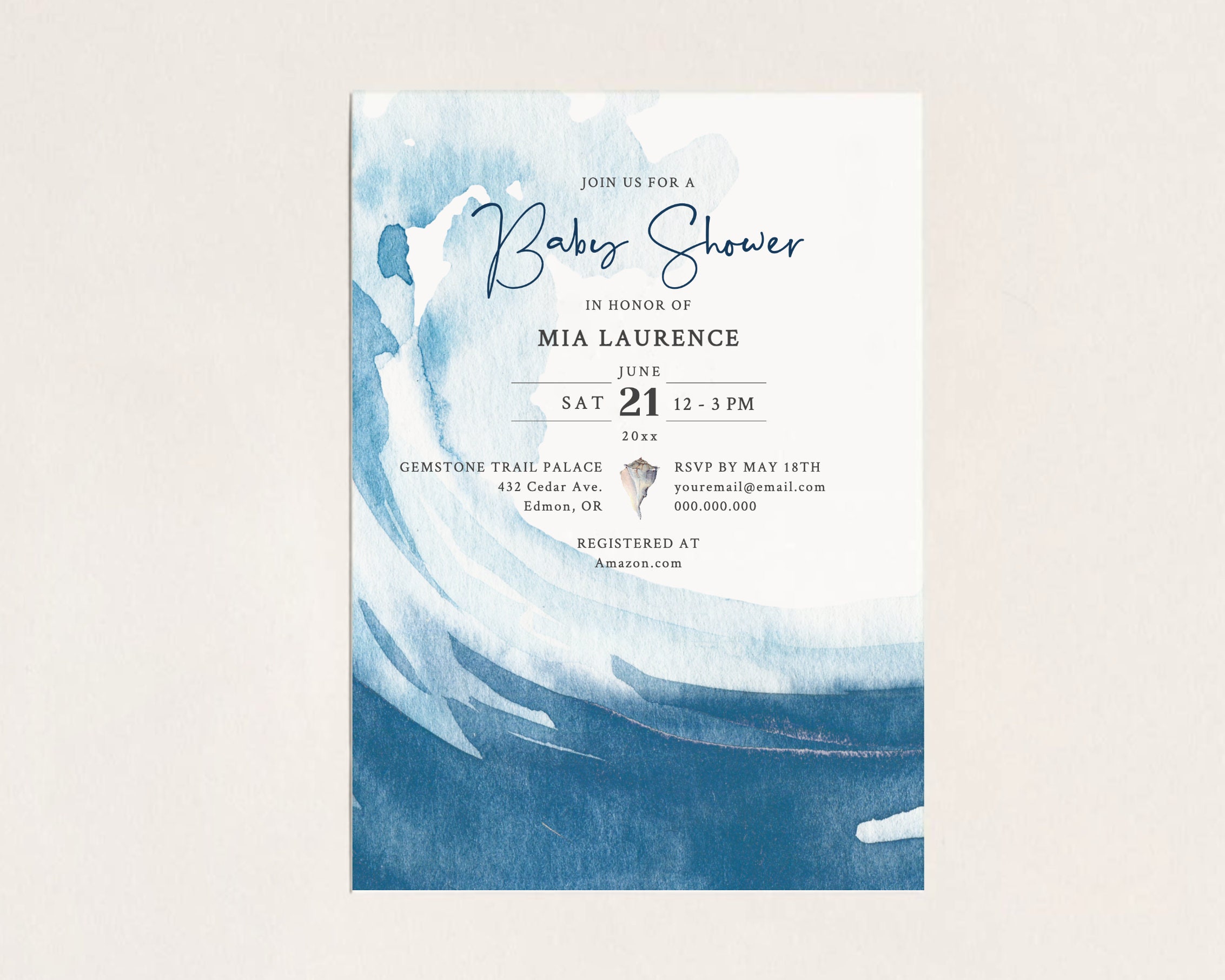 EDITABLE Ocean Baby Shower Invitation Nautical Baby Shower | Etsy