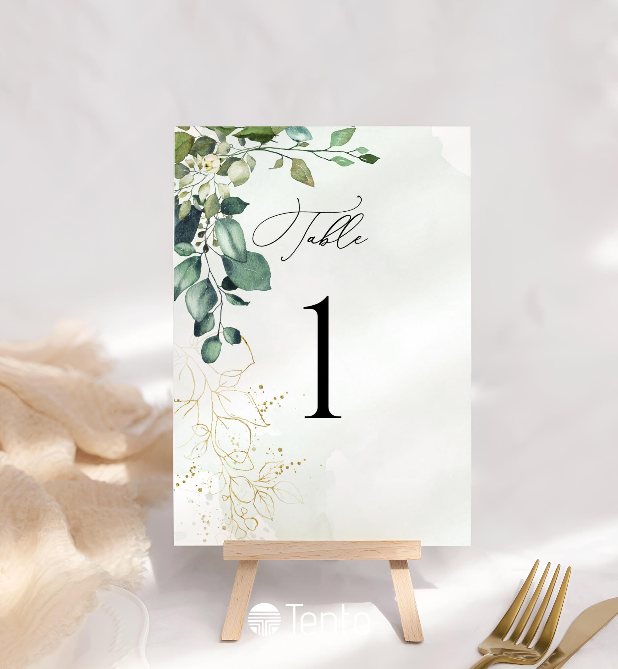 EDITABLE | Eucalyptus and Gold Table Number Template 0004AA - Etsy