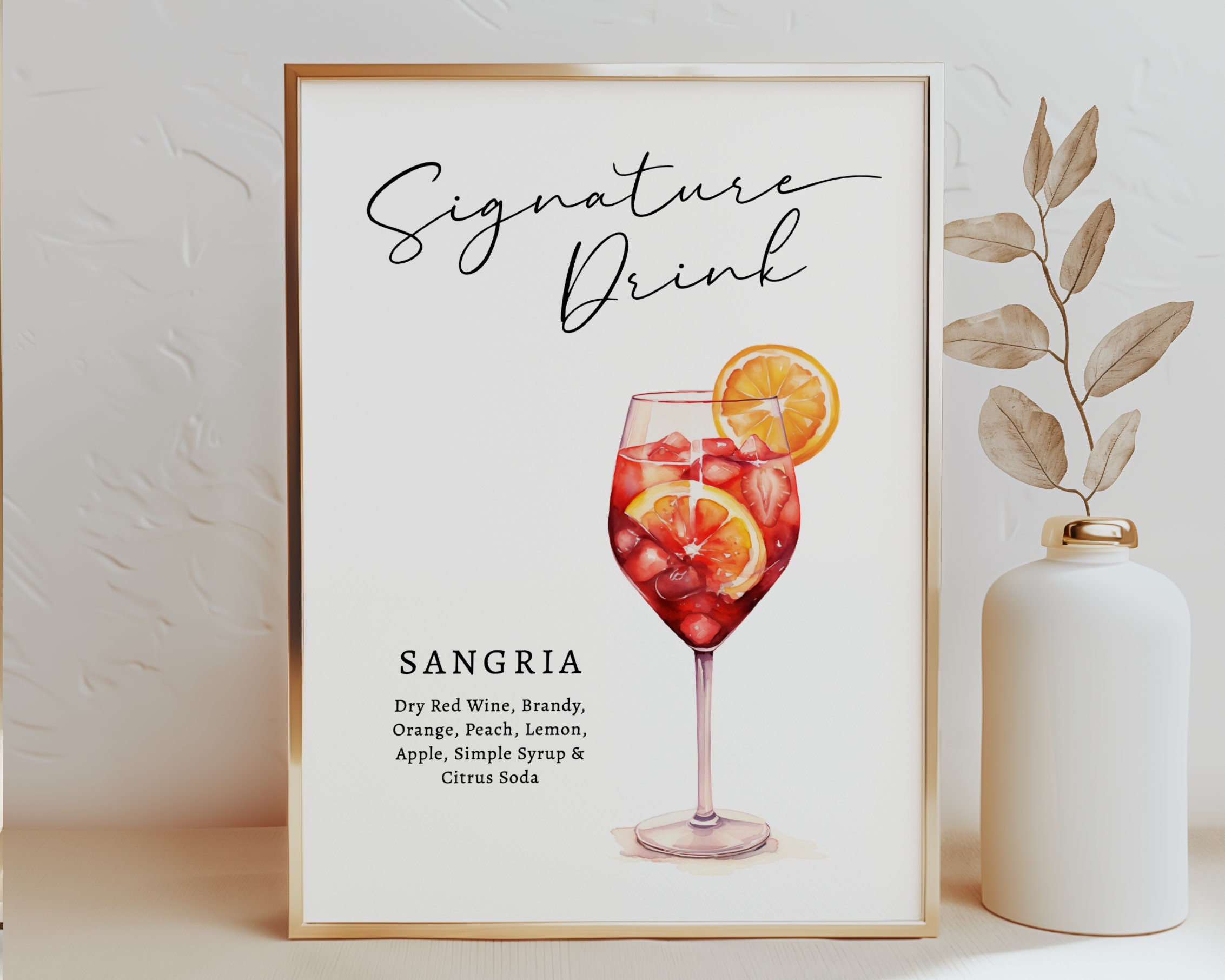 EDITABLE | Sangria Bar Sign Template, 0042AA - Etsy