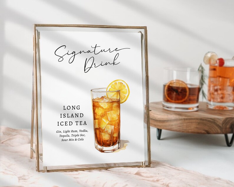 EDITABLE | Long Island Iced Tea Bar Sign Template, 0042AA - Etsy