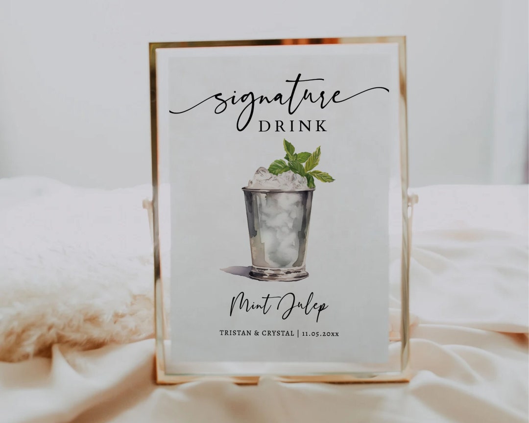 EDITABLE | Mint Julep Bar Sign Template, 0042AA - Etsy