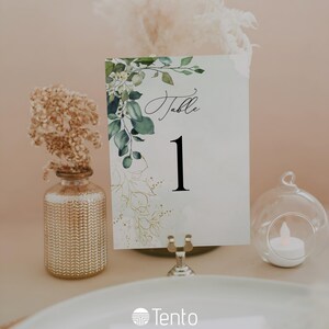 EDITABLE | Eucalyptus and Gold Table Number Template 0004AA - Etsy