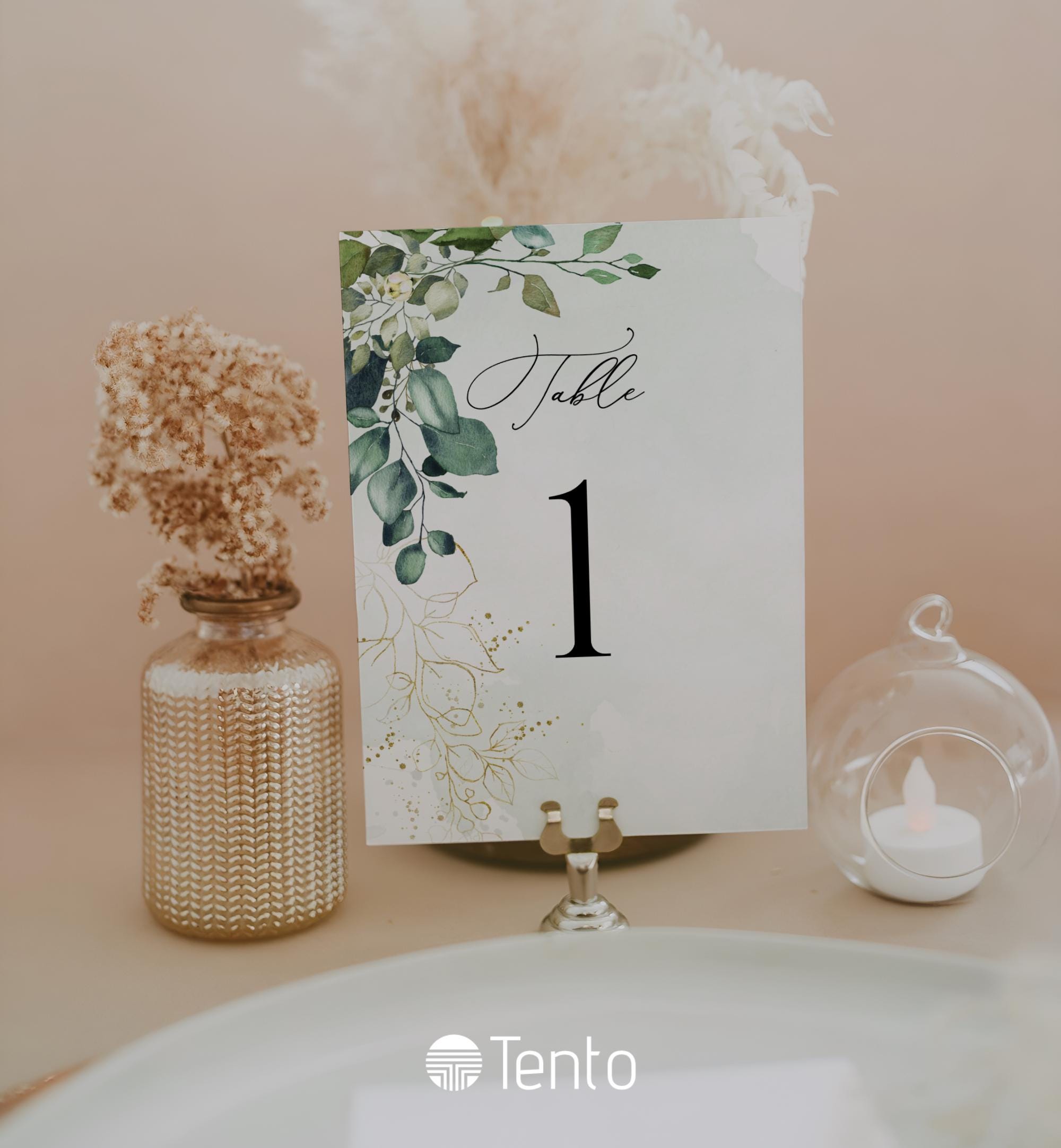 EDITABLE | Eucalyptus and Gold Table Number Template 0004AA - Etsy