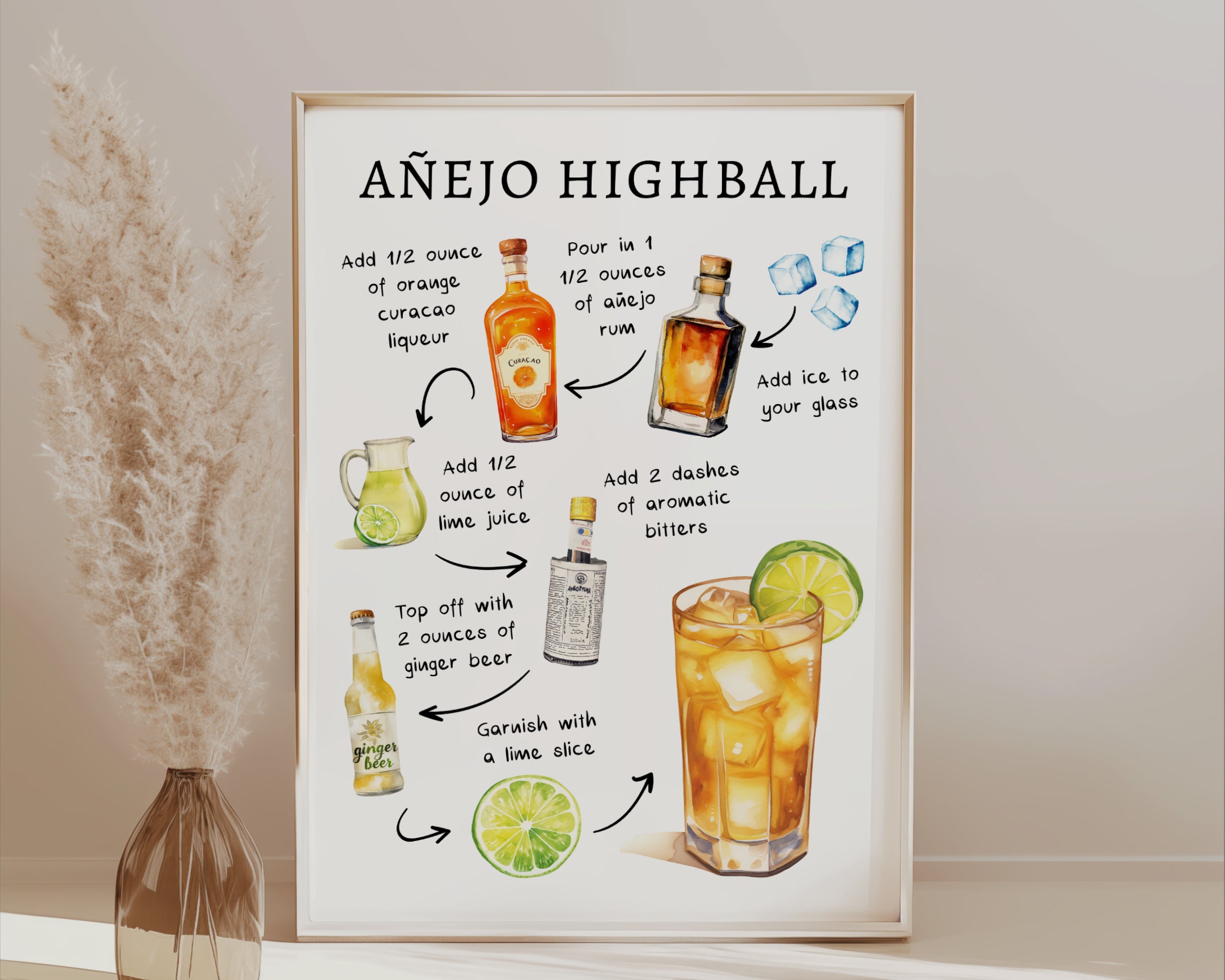 EDITABLE Añejo Highball Bar Sign Template, 0042AA - Etsy