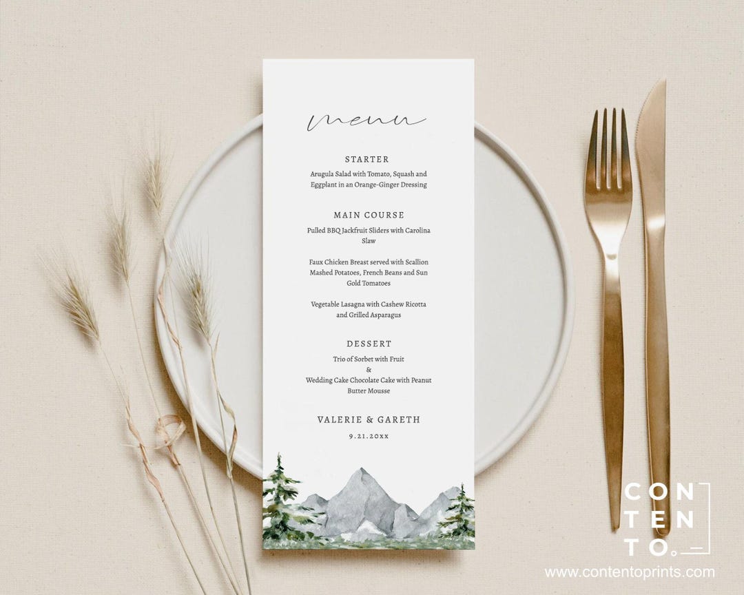 EDITABLE Mountain Menu Card Template, 0018AA - Etsy