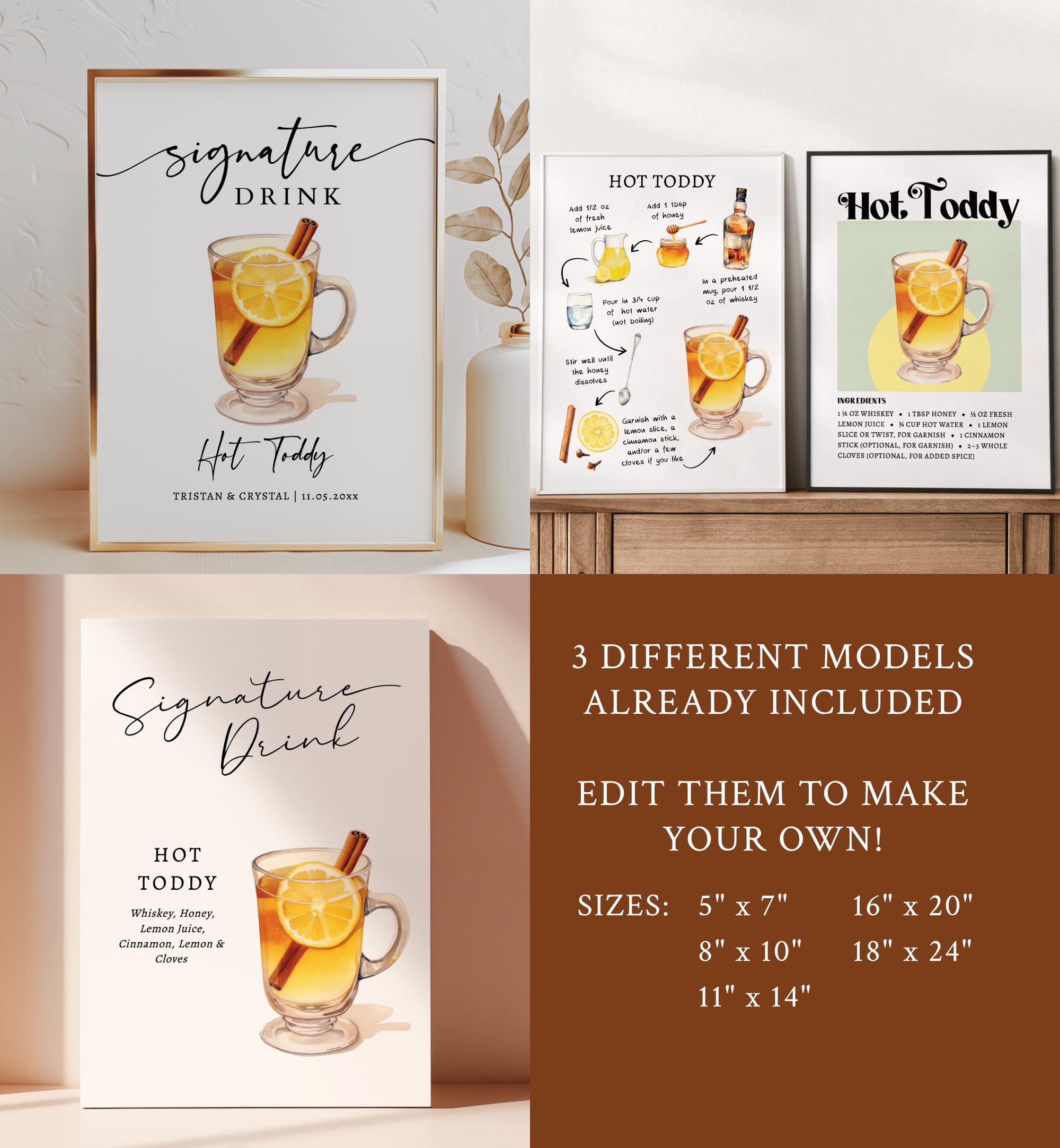 Hot Toddy Cocktail Bar Sign, Editable Template, 0042AA - Etsy