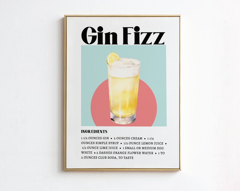 EDITABLE | Gin Fizz Bar Sign Template, 0042AA - Etsy