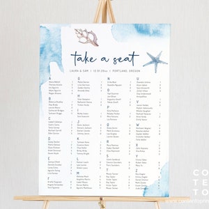 EDITABLE Beach Seating Chart, Alphabetical and Table Order Seating Plan ...