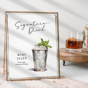 EDITABLE | Mint Julep Bar Sign Template, 0042AA - Etsy