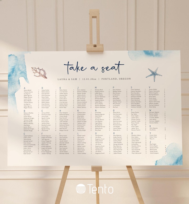 EDITABLE | Beach Seating Chart, Alphabetical and Table Order Seating ...