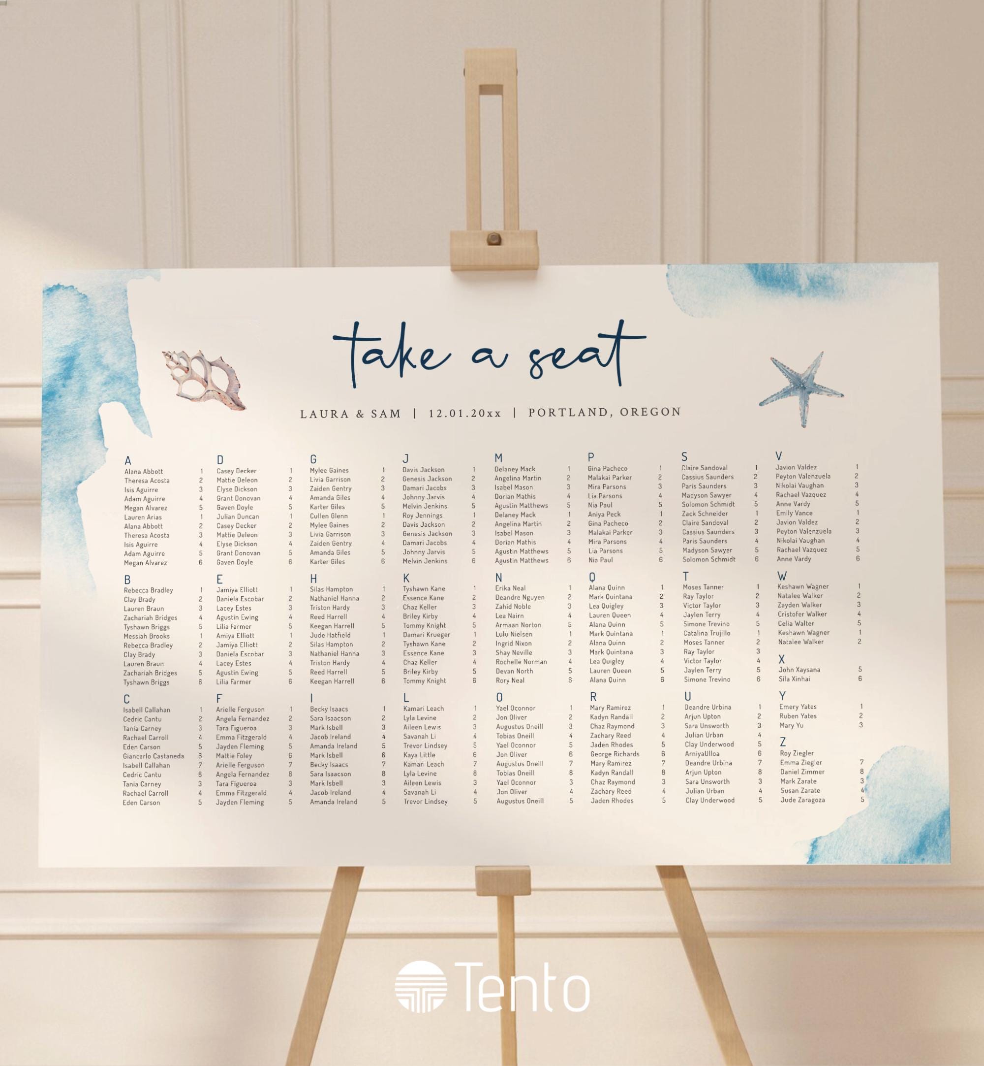 EDITABLE | Beach Seating Chart, Alphabetical and Table Order Seating ...