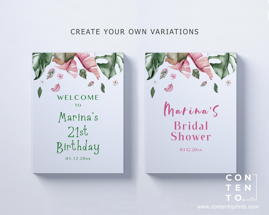 EDITABLE Tropical Welcome Sign Template Large Wedding / - Etsy
