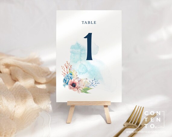 EDITABLE Coral Table Number Template Ocean Wedding Table - Etsy