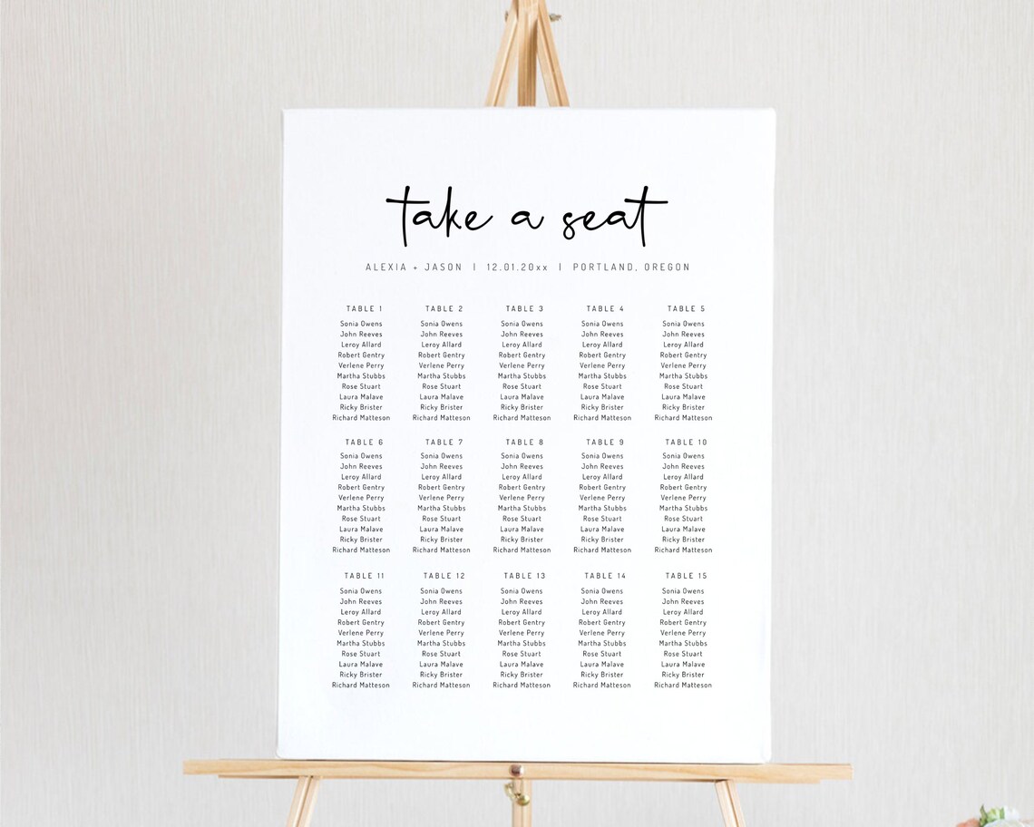 EDITABLE Minimalist Seating Chart Template Seating Plan | Etsy