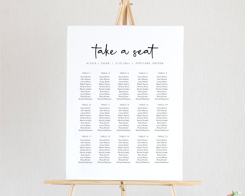 EDITABLE Minimalist Seating Chart Template Seating Plan | Etsy