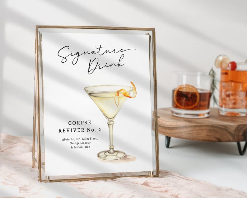 EDITABLE | Corpse Reviver No. 2 Bar Sign Template, 0042AA - Etsy