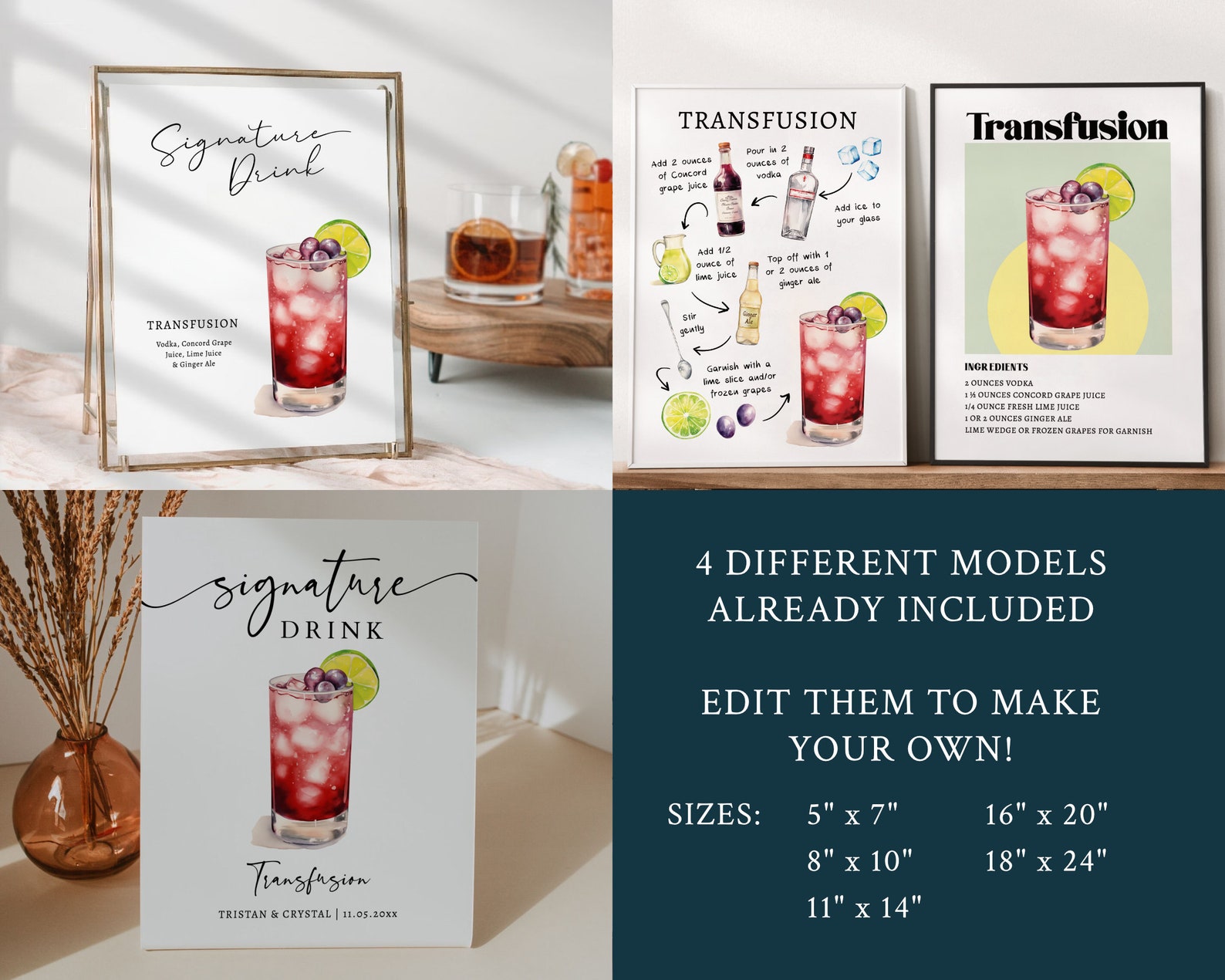 EDITABLE | Transfusion Bar Sign Template, 0042AA - Etsy