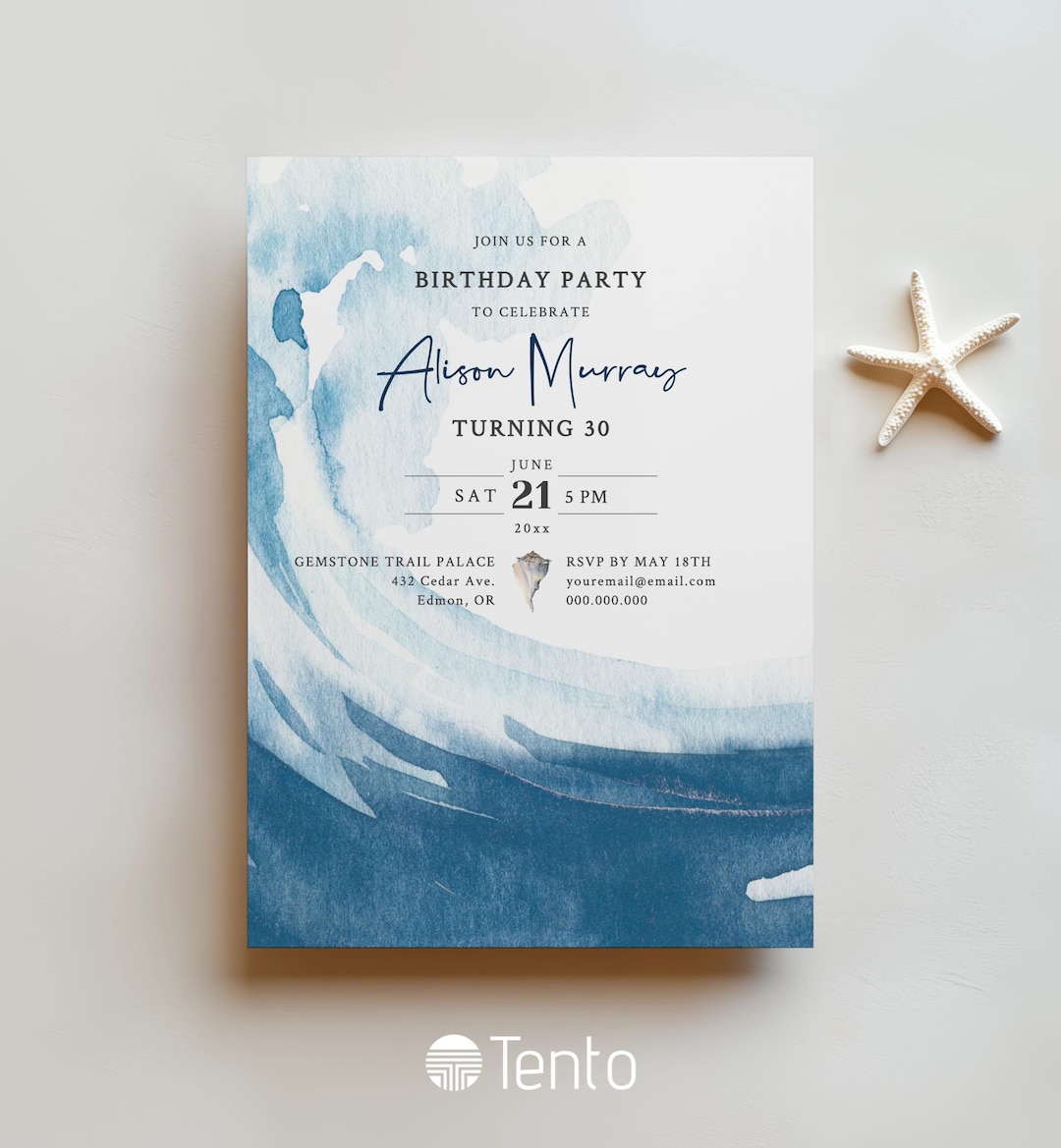 EDITABLE | Ocean Birthday Party Invitation Template, 0012AA - Etsy