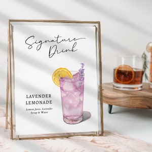 EDITABLE | Lavender Lemonade Bar Sign Template, 0042AA - Etsy