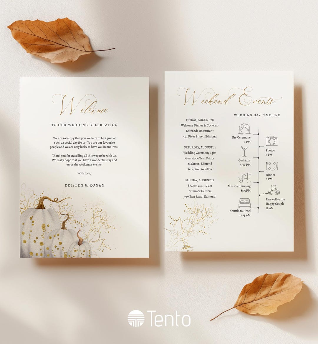 EDITABLE | White Pumpkin Wedding Program Template, 0017AA - Etsy