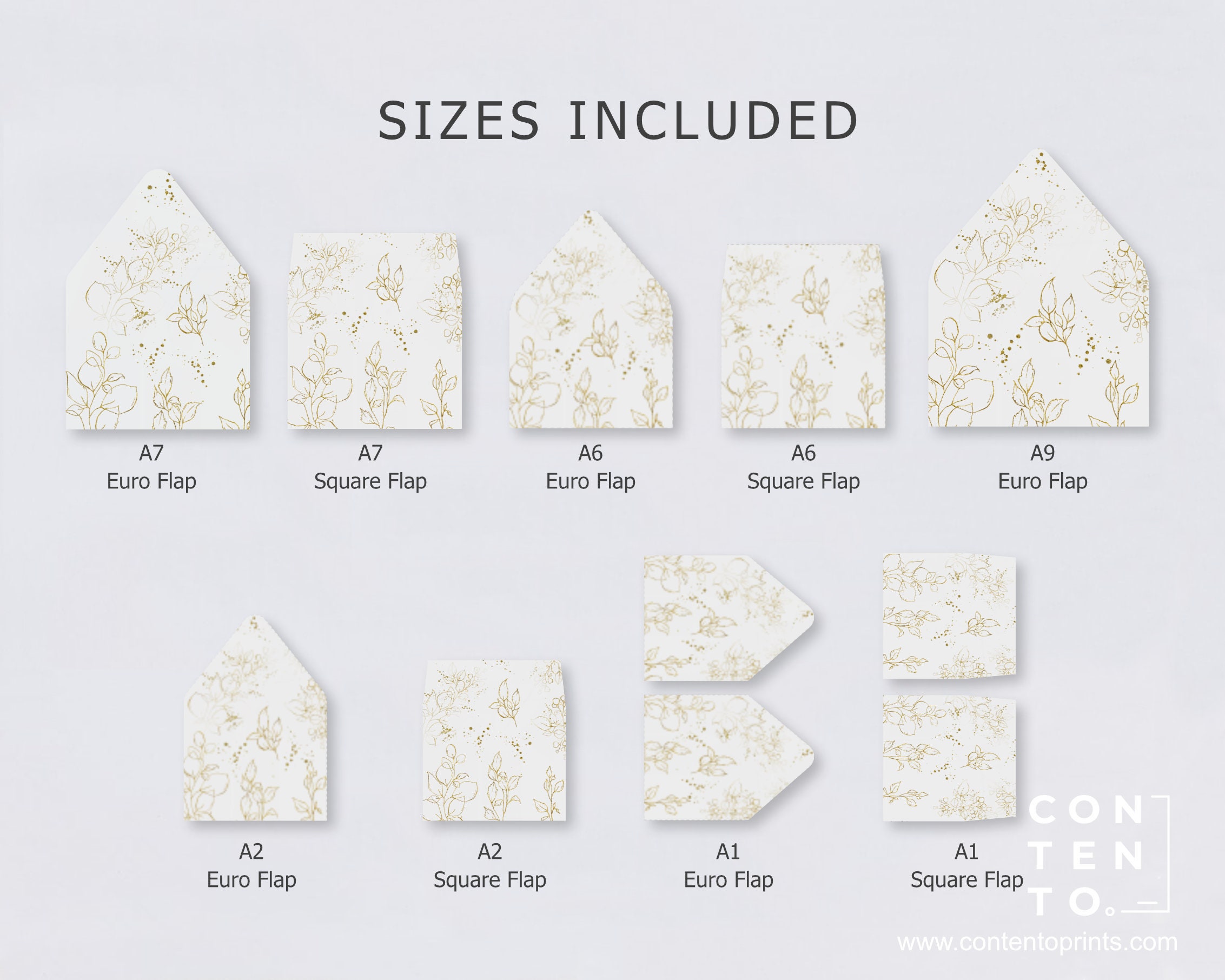 PRINTABLE Gold Leaf Envelope Liner Template A1 A2 A6 A7 - Etsy