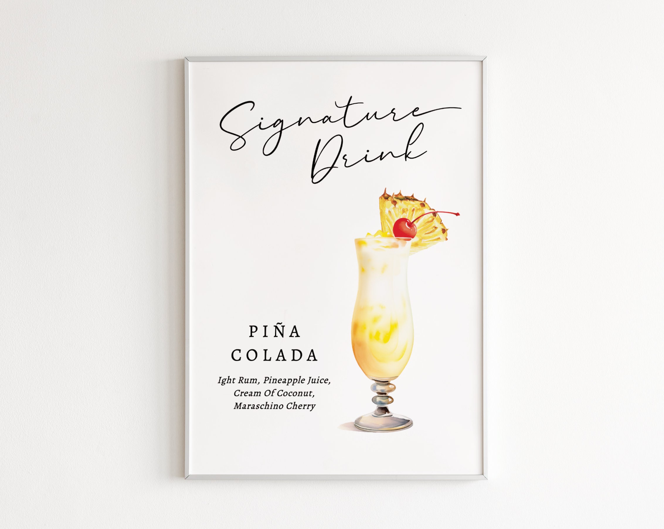 EDITABLE | Pina Colada Bar Sign Template, 0042AA - Etsy