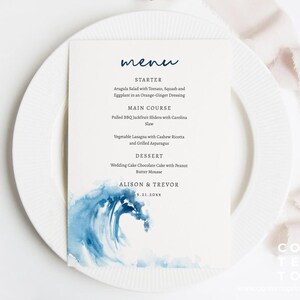 EDITABLE Ocean Menu Card Template, 0012AA - Etsy