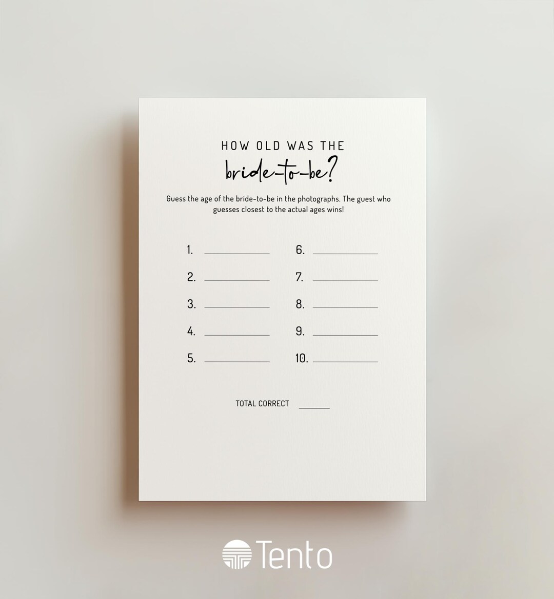 EDITABLE | Guess How Old Game Template, Minimalist Bachelorette Party ...