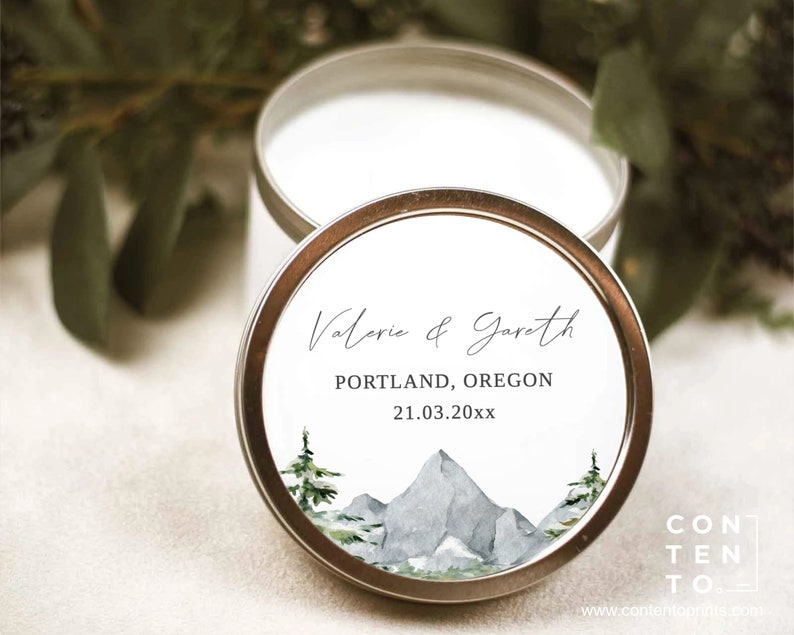 EDITABLE Mountain Favor Tag Template Round and Square - Etsy