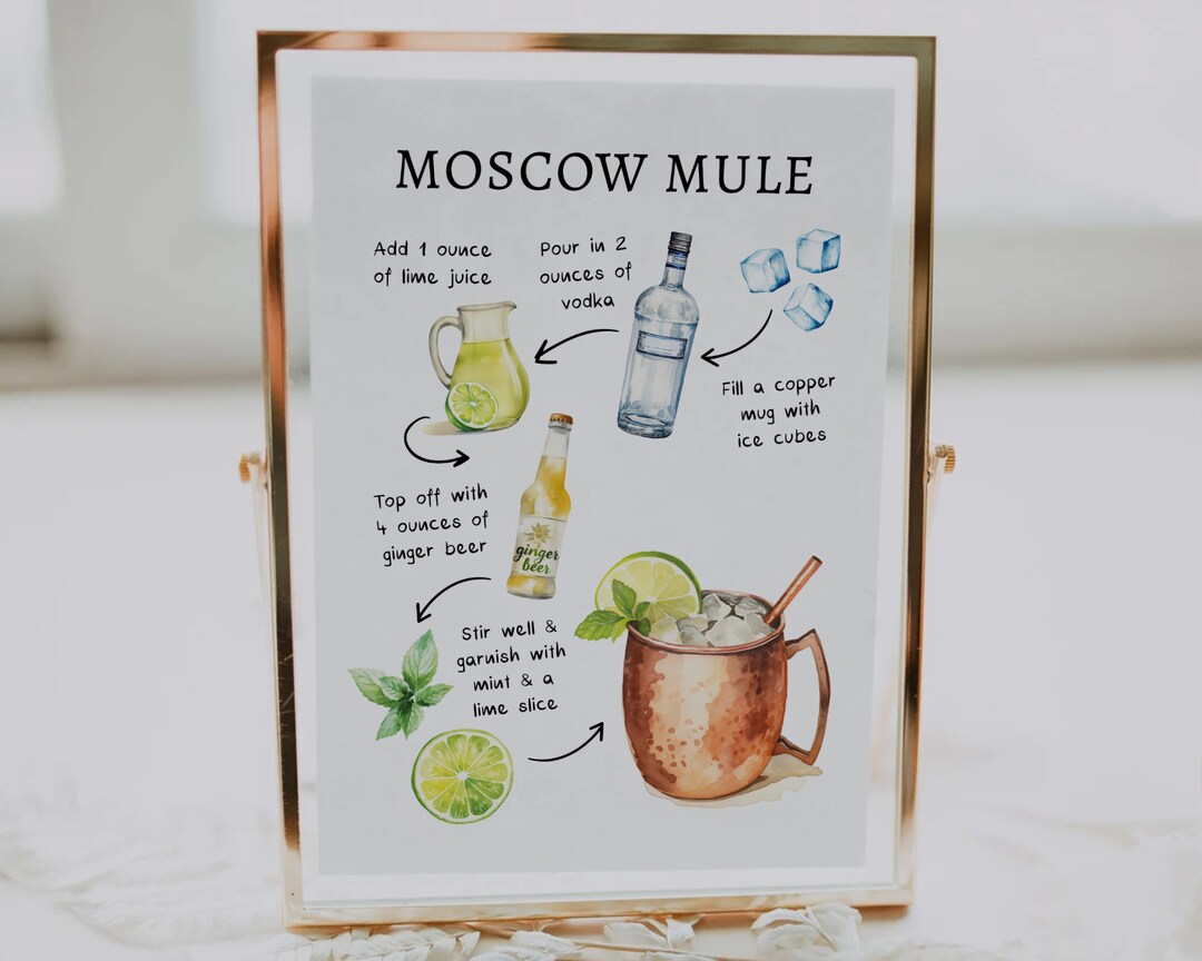 EDITABLE | Moscow Mule Bar Sign Template, 0042AA - Etsy