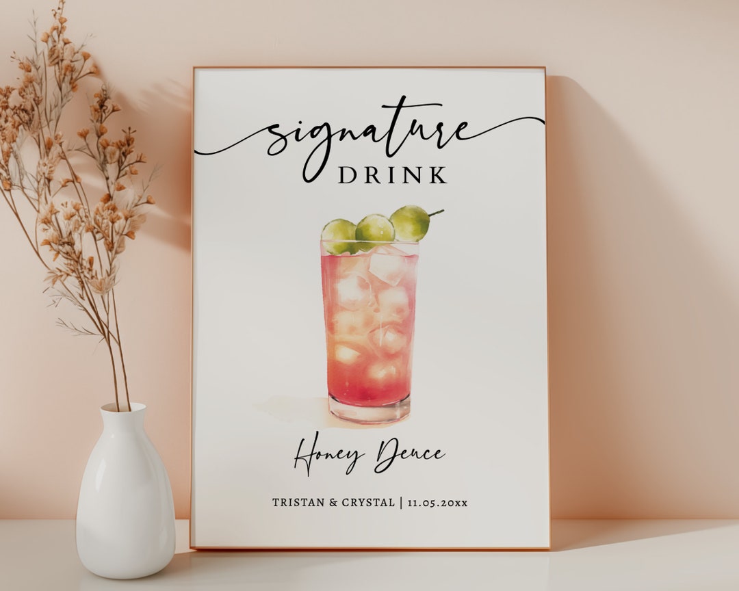 EDITABLE | Honey Deuce Bar Sign Template, 0042AA - Etsy