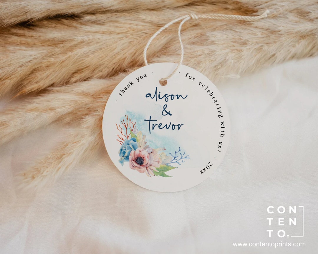 EDITABLE Coral Favor Tag Template, 0035AA - Etsy