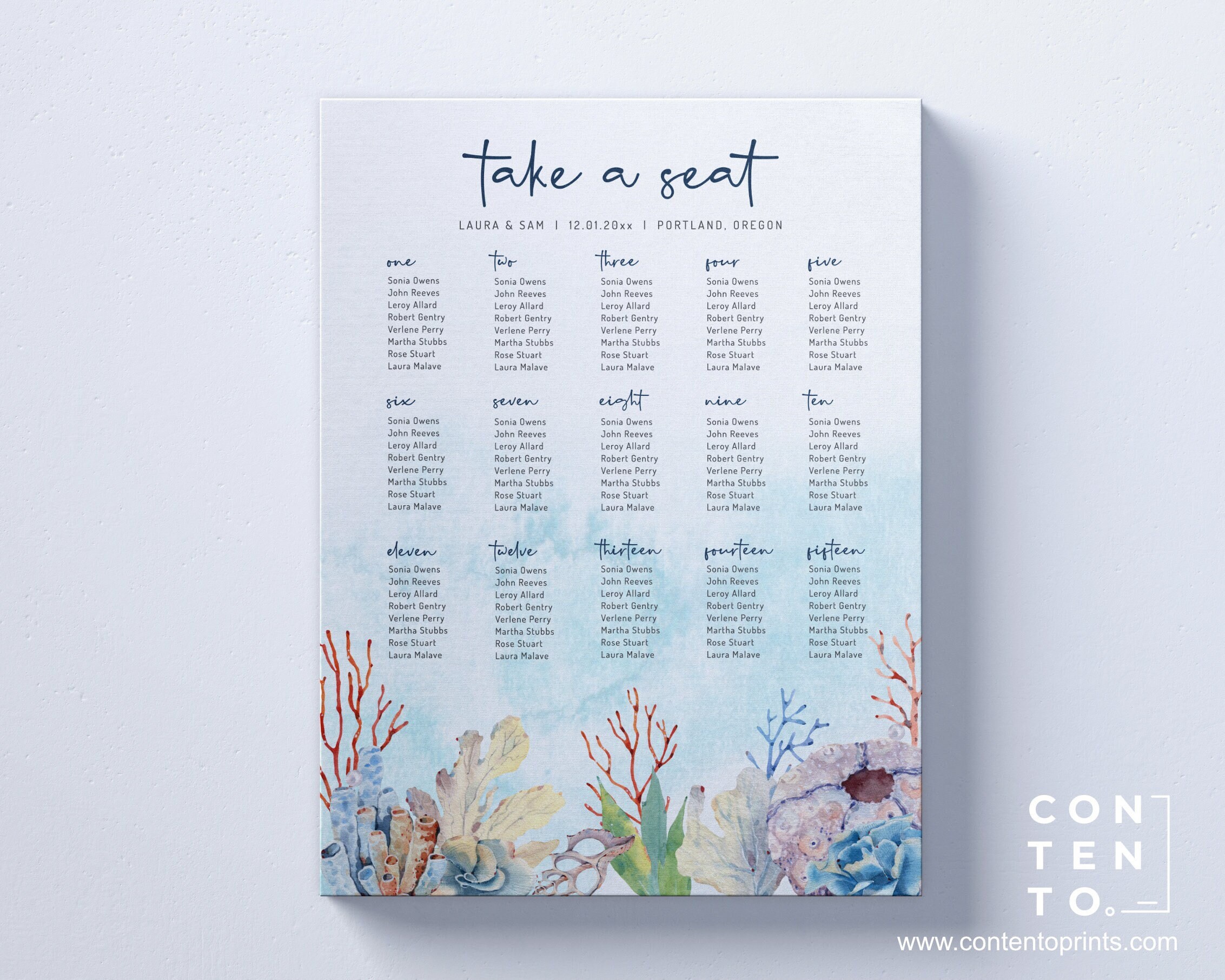 EDITABLE Coral Seating Chart, Alphabetical and Table Order Seating Plan ...