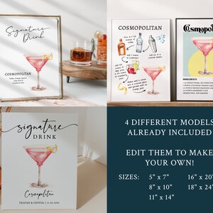 EDITABLE | Cosmopolitan Bar Sign Template, 0042AA - Etsy