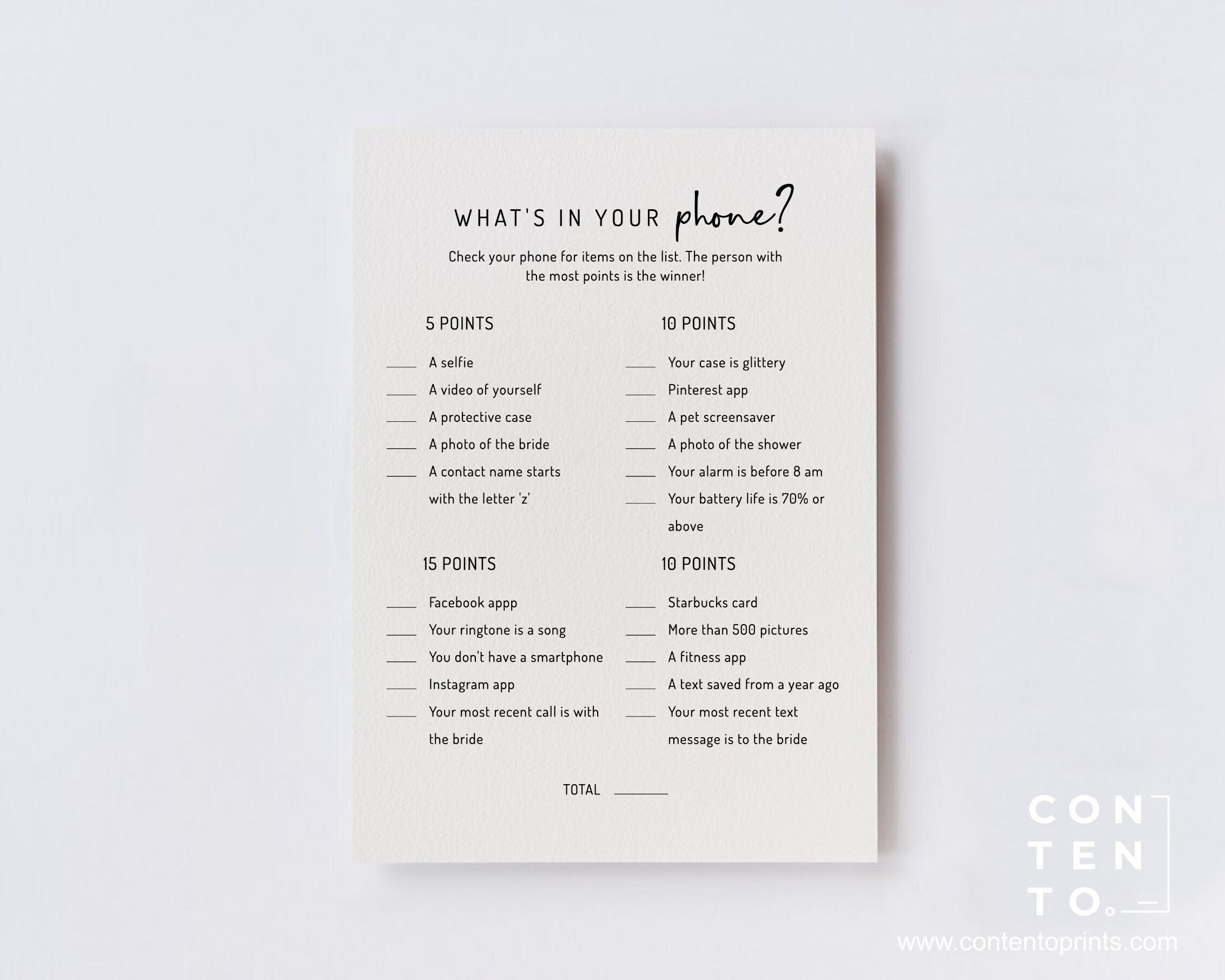 EDITABLE What's in Your Phone Game Template Minimalist - Etsy