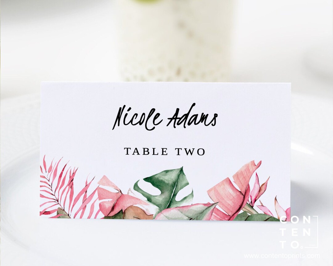 EDITABLE Tropical Place Card Template, 0003AA - Etsy