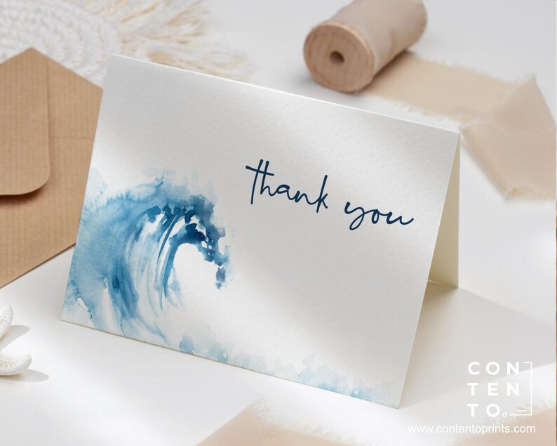 EDITABLE Ocean Thank You Card Template 0012AA - Etsy