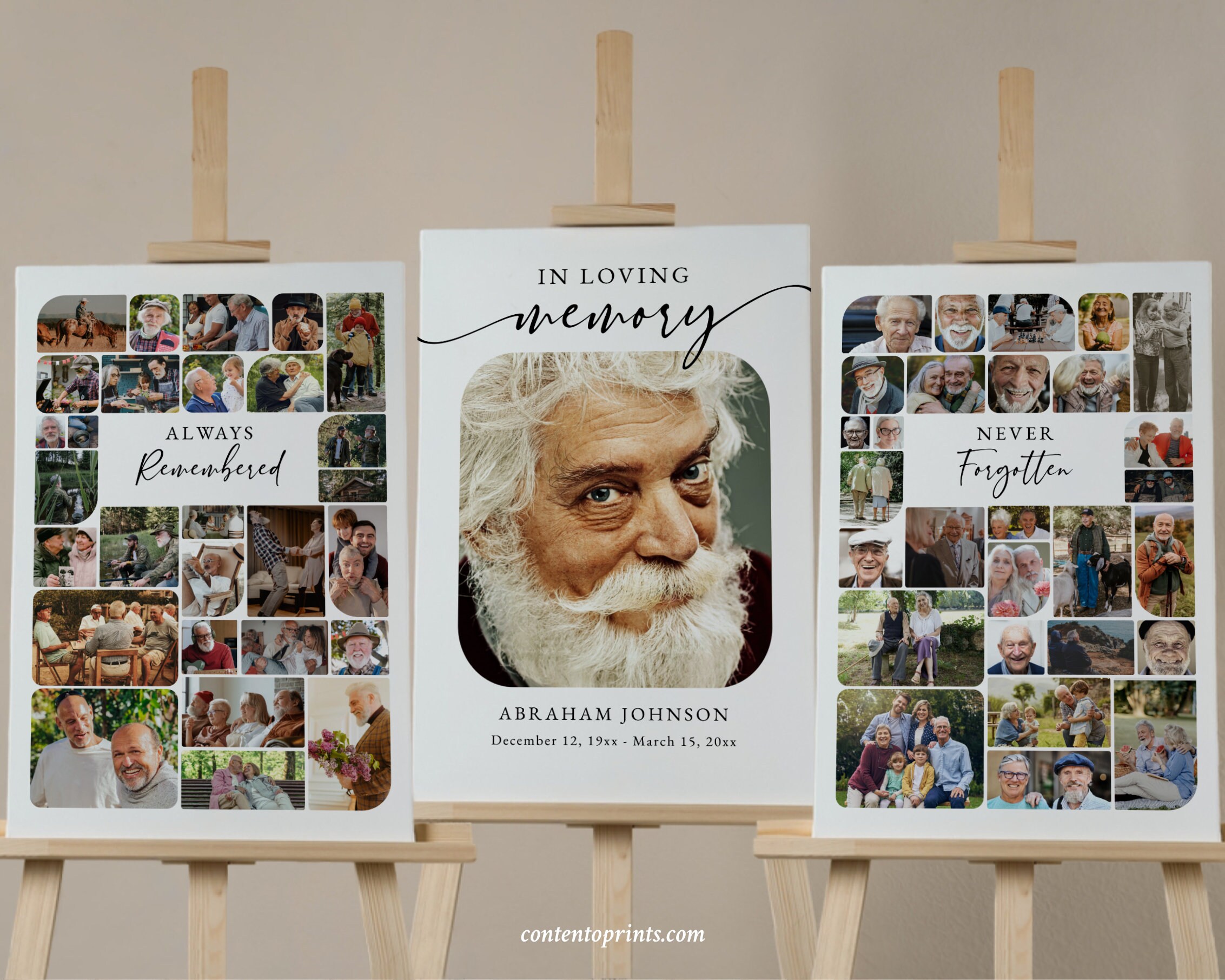 EDITABLE Funeral Photo Collage Sign Template Set - Etsy