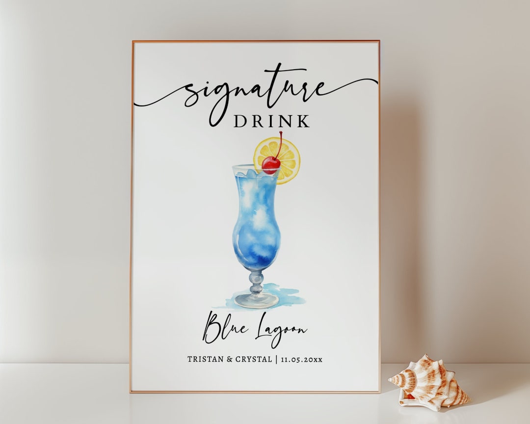 EDITABLE | Blue Lagoon Bar Sign Template, 0042AA - Etsy